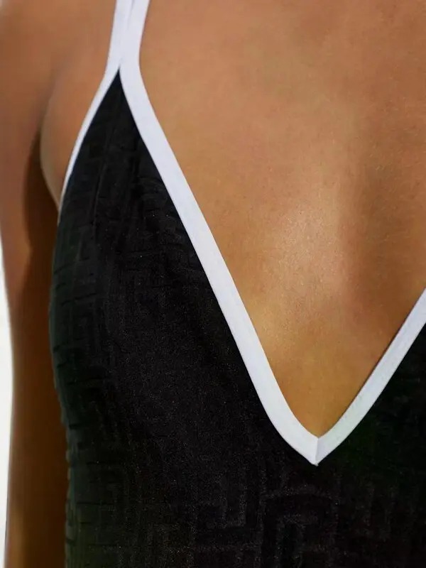 Balmain Monogram-pattern Cross-strap Swimsuit