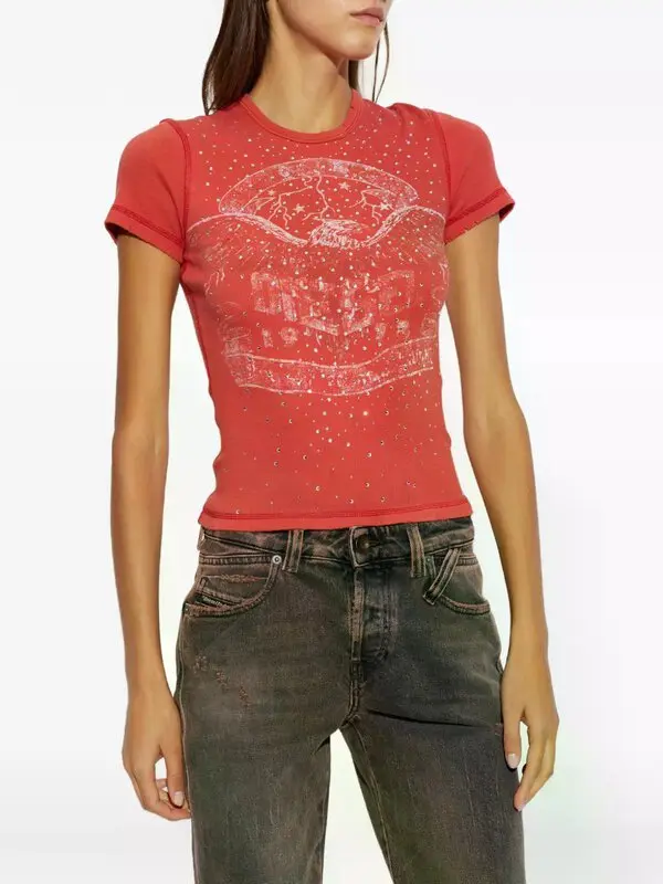 DIESEL® Crystal-embellished Graphic-print T-shirt