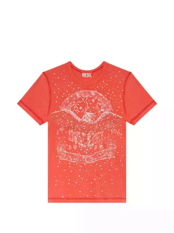 DIESEL® Crystal Embellished Graphic T-shirt - Red