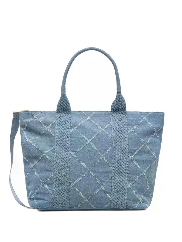 MORGAN Diamond-quilted Denim Tote Bag