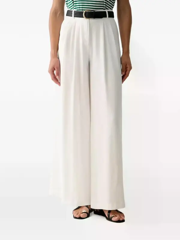 MORGAN Pleated Side-slit Palazzo Pants - White