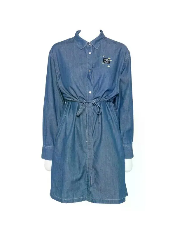 AGNES B. Logo-patch Shirt Dress - Blue