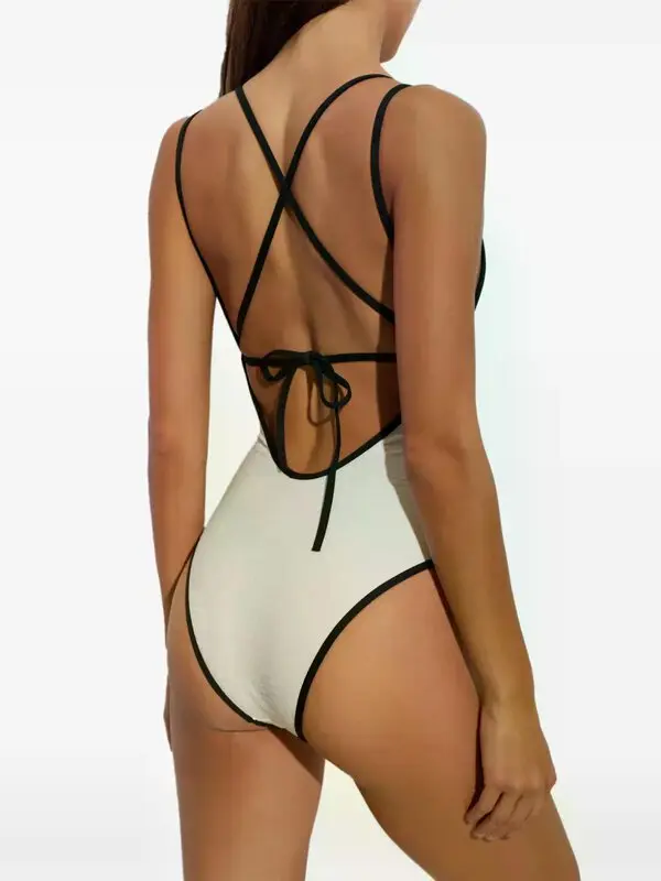 Balmain Monogram-patterned V-neck Swimsuit