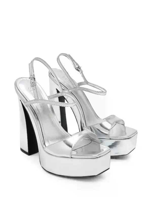 Schutz Metallic Platform Sandals - Silver
