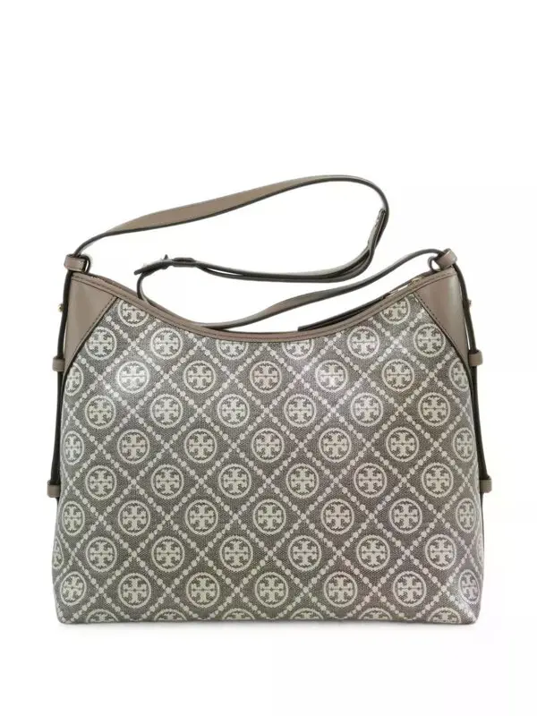 Tory Burch T Monogram Coated Jacquard Messenger Bag - Grey