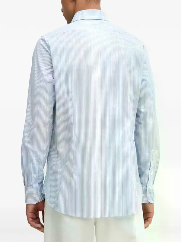 Michael Kors Striped Stretch Cotton Slim-fit Shirt