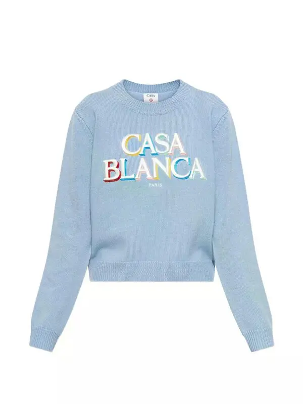 Casablanca Embroidered Logo Sweater - Blue