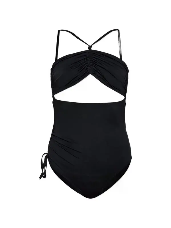 Balmain Cut-out Ruched One-piece Swimsuit - Black