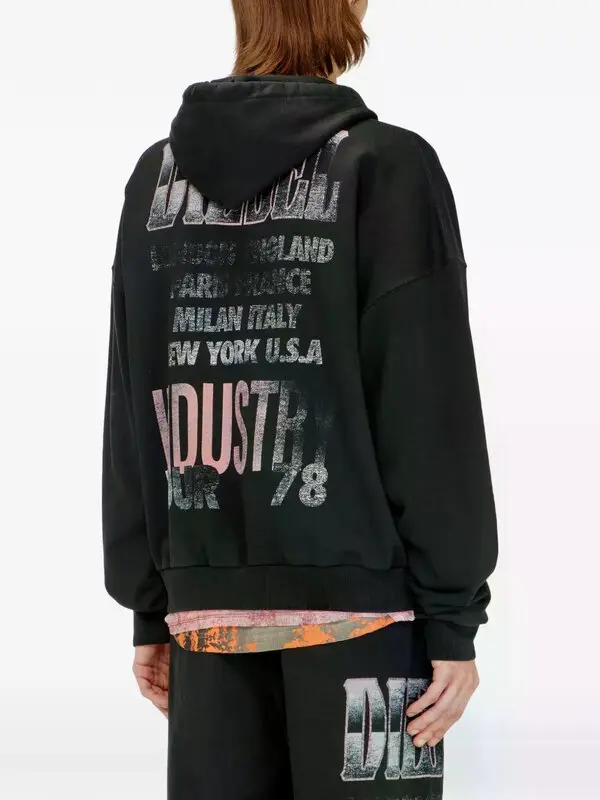 DIESEL® Cotton Graphic Print Full Zip Hoodie