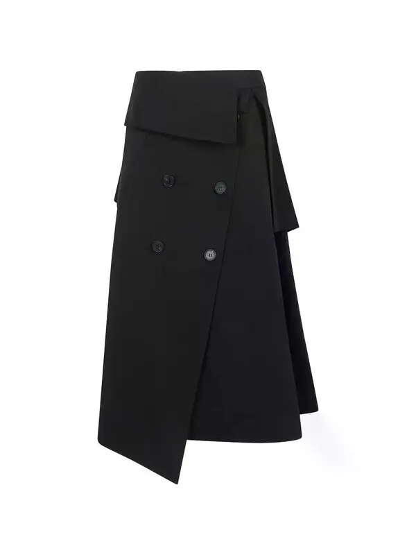 RÓHE Double-breasted Asymmetric Midi Skirt - Black