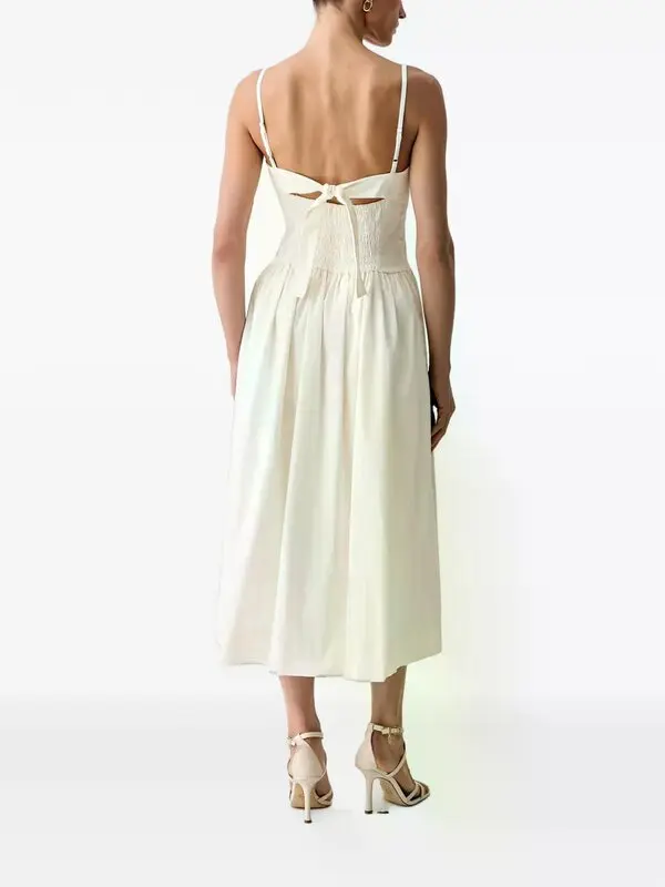 MORGAN Smocked Tie-back Midi Dress