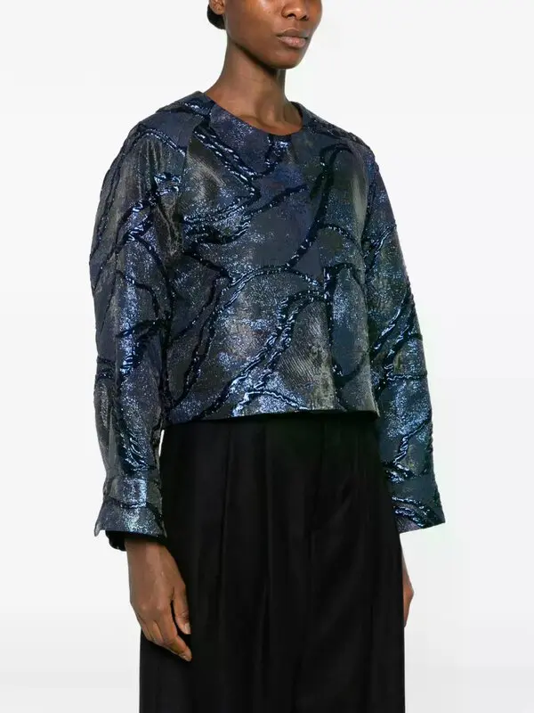 SUSANNE BOMMER Jacquard Cropped Jacket - Blue