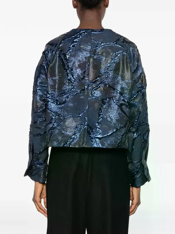 SUSANNE BOMMER Jacquard Cropped Jacket - Blue