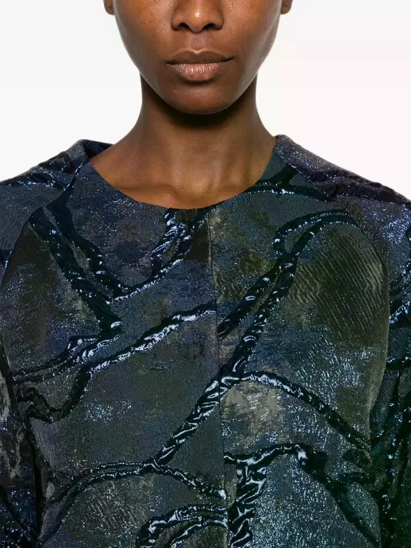 SUSANNE BOMMER Jacquard Cropped Jacket - Blue