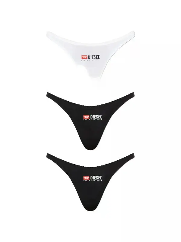 DIESEL® Three-pack Of Stretch Cotton Thongs With Logo - Black