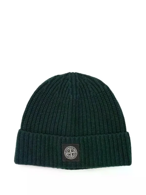 Stone Island Logo-patch Beanie Hat - Green
