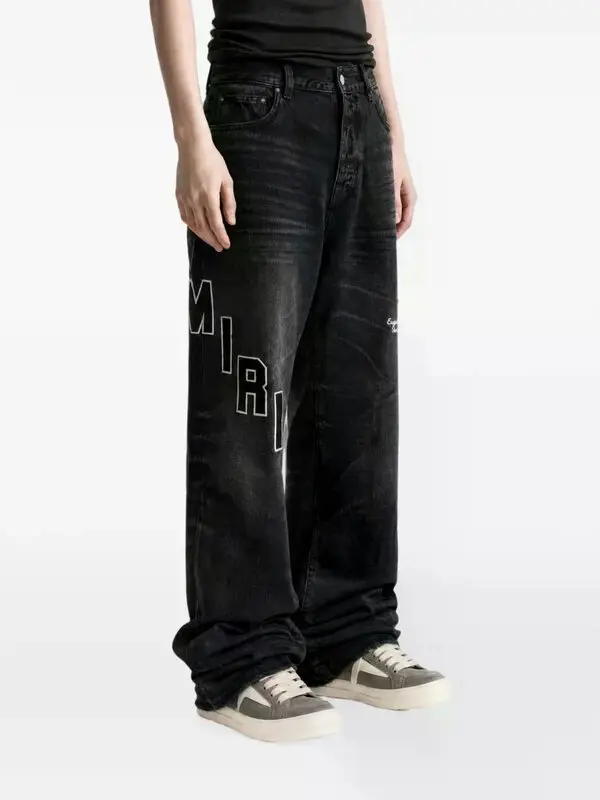 Amiri Logo-embroidered Faded Jeans