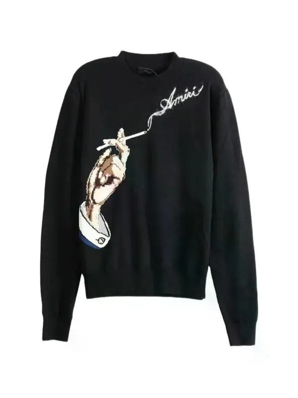 Amiri Intarsia-knit Logo-embroidered Sweater