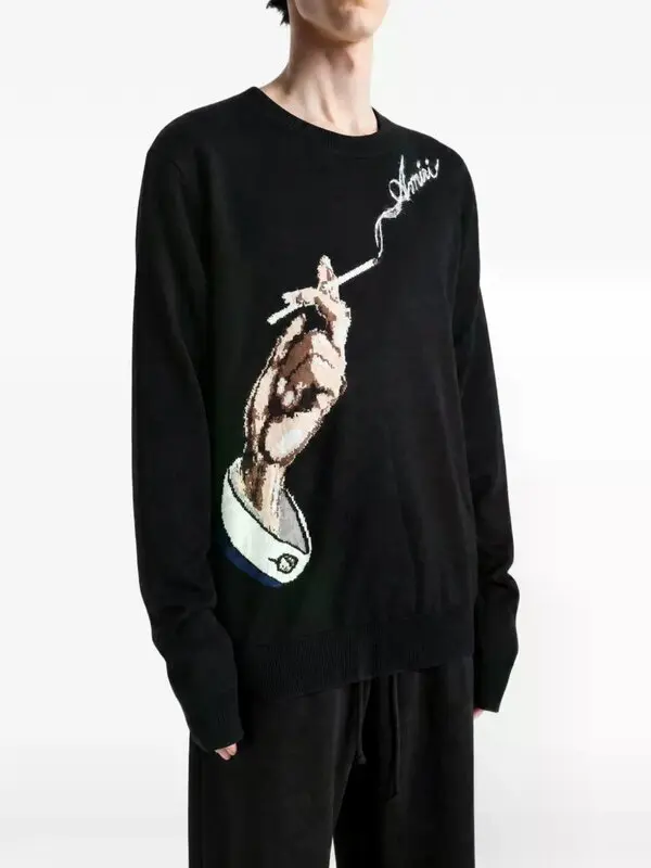Amiri Intarsia-knit Logo-embroidered Sweater