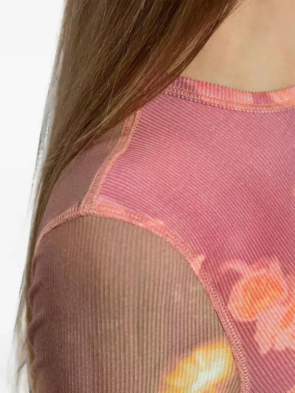 DIESEL® Top In Floral-print Ribbed Jersey