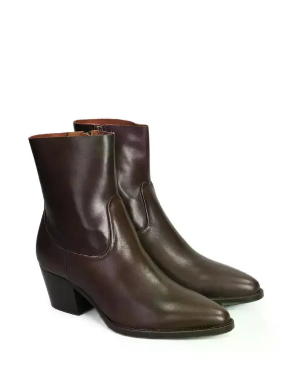 JULIE DEE Pointed-toe Leather Ankle Boots