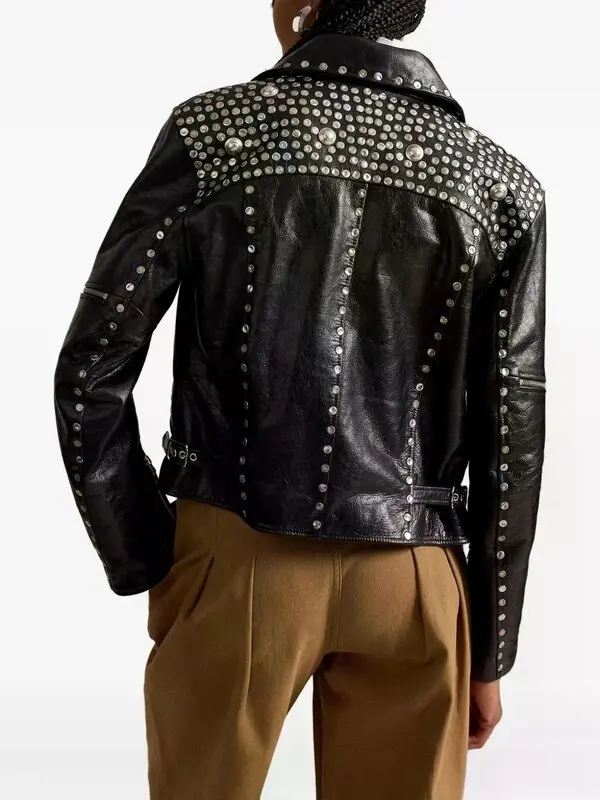 Polo Ralph Lauren Studded Leather Biker Jacket