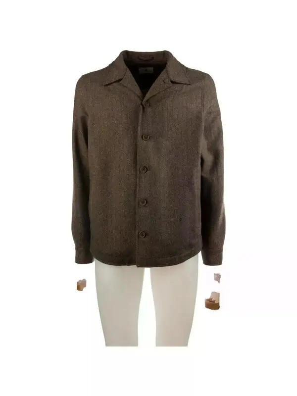 MYTHS Herringbone-pattern Button-down Jacket - Brown