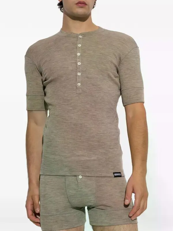 Dsquared2 Wool Henley T-shirt - Neutrals