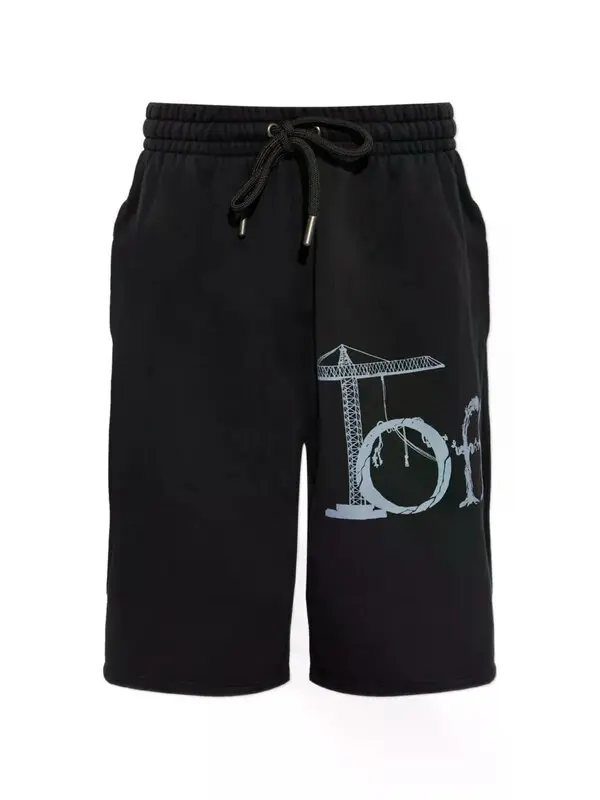 Off-White Logo-print Cotton Shorts - Black