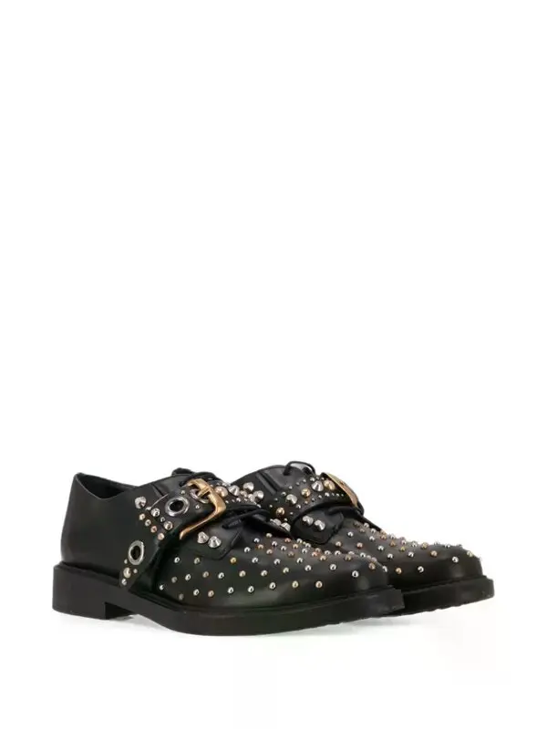 TOD'S Studded Buckled Derby Shoes - Black
