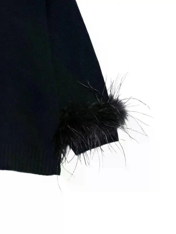 PHILO-SOFIE Feather-trimmed Crew Neck Sweater