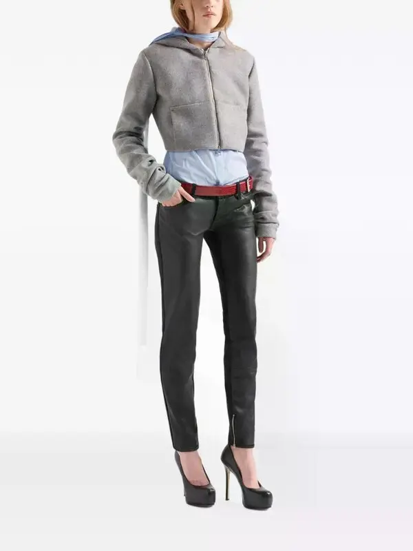 7 For All Mankind Ruched Sleeve Zip-up Hooded Jacket