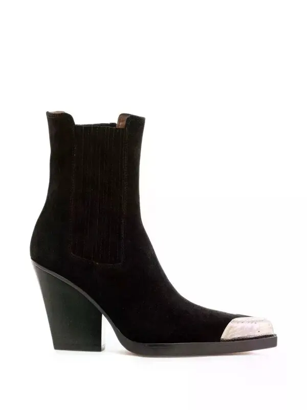 Paris Texas Dallas Metal-toe-cap Suede Ankle Boots - Black