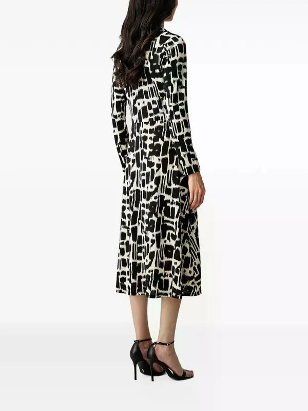 MORGAN Abstract Print Button-down Midi Dress