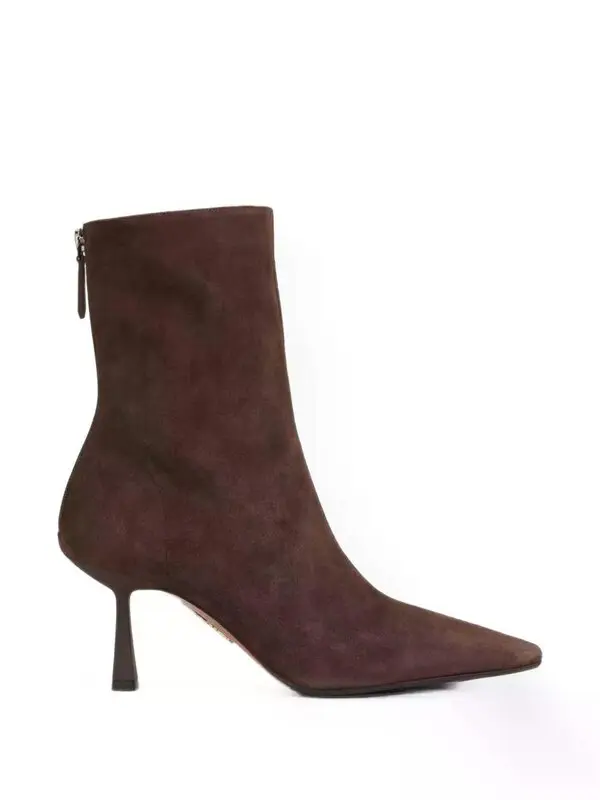 AQUAZZURA Pointed-toe Suede Ankle Boots - Brown