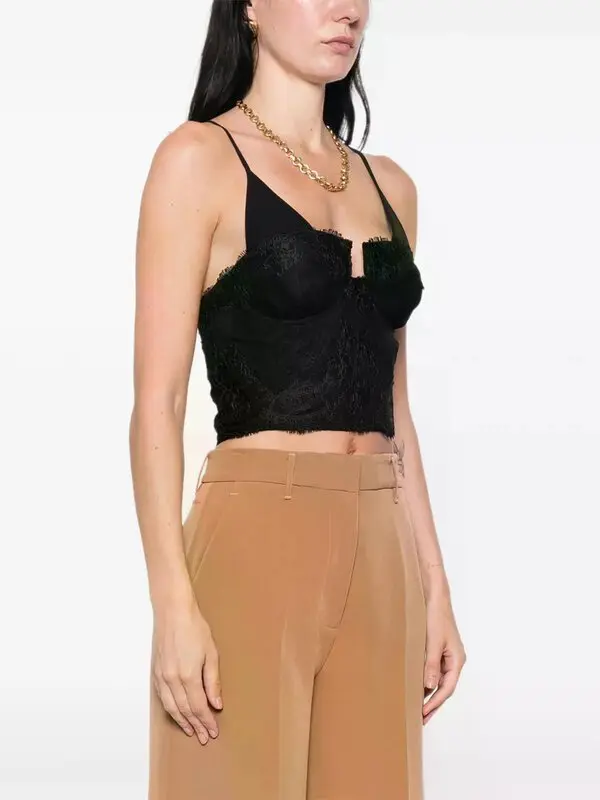 ERMANNO FIRENZE Lace-panelled Cropped Top