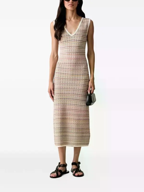 MORGAN Striped V-neck Midi Dress
