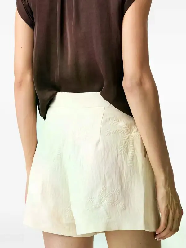 MORGAN Palm-embroidered Pleated Shorts