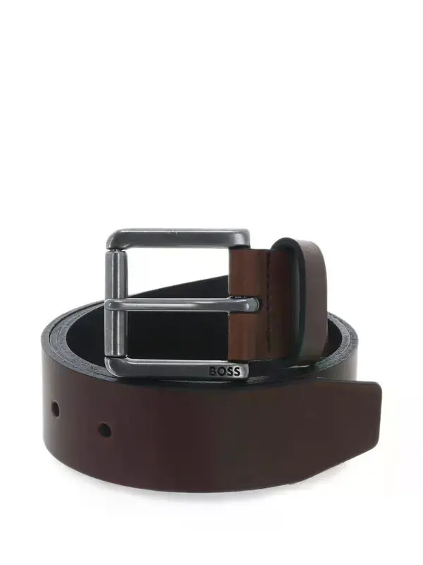 BOSS Leather Belt With Engraved Logo Buckle
