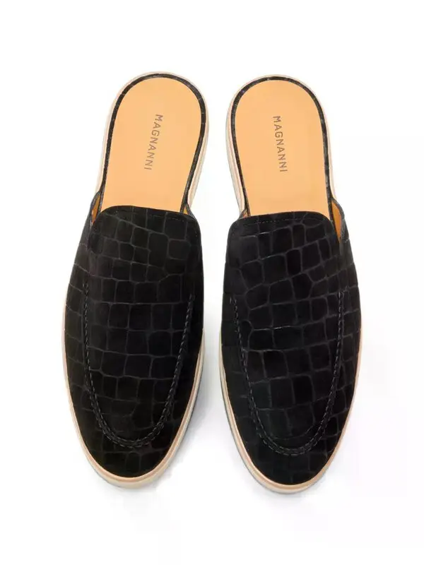 Magnanni Croc-effect Suede Mules