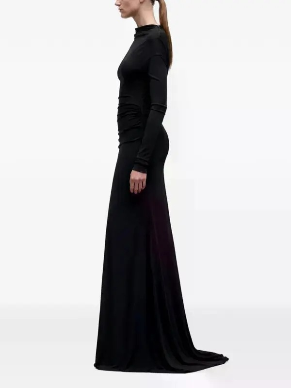 Victoria Beckham Ruched Long-sleeve Maxi Dress