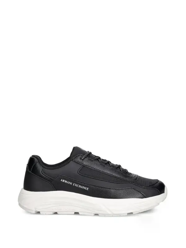 Armani Exchange Logo Print Panelled Sneakers - Black