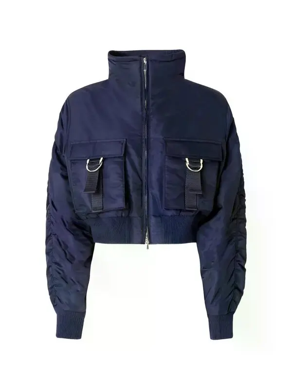 Pinko Short Technical Satin Bomber Jacket - Blue