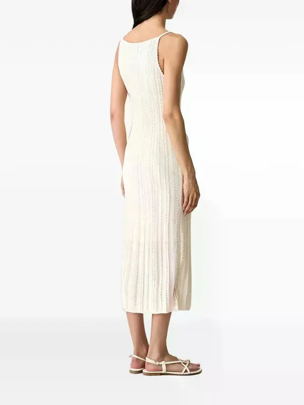 MORGAN Sun-detail Pointelle-knit Midi Dress