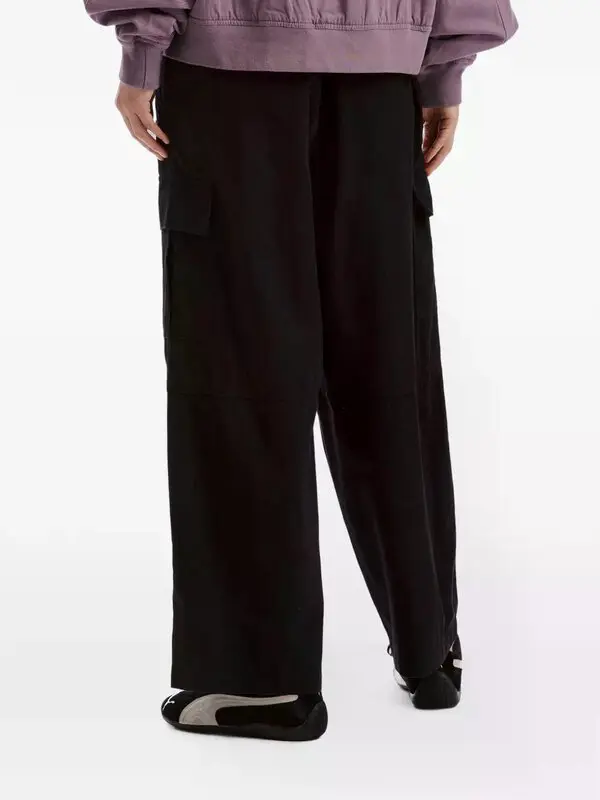 FINGERCROXX Wide Leg Cargo Pants With Embroidered Logo Detail