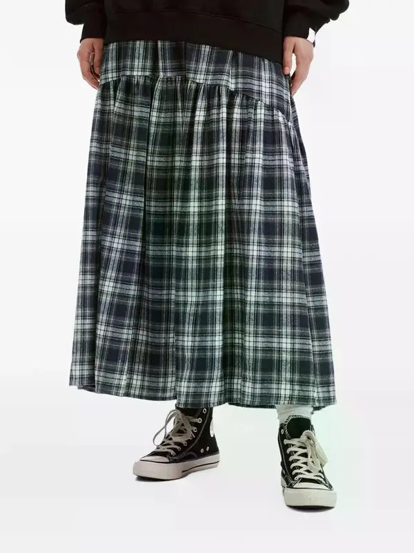 FINGERCROXX Tartan-check Tiered Maxi Skirt