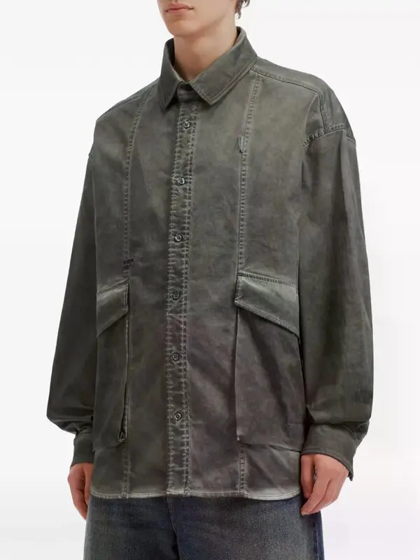 MUSIUM DIV. Washed-effect Panelled Shirt Jacket
