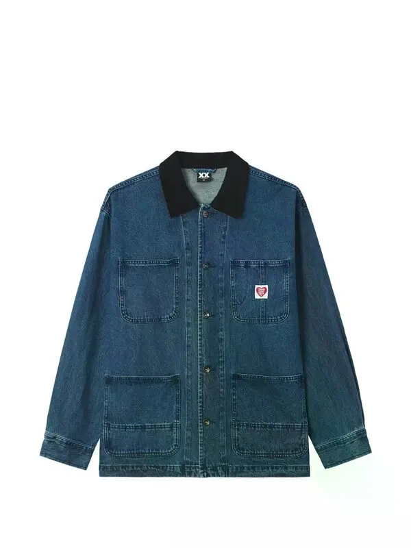 FINGERCROXX Contrast-collar Denim Jacket