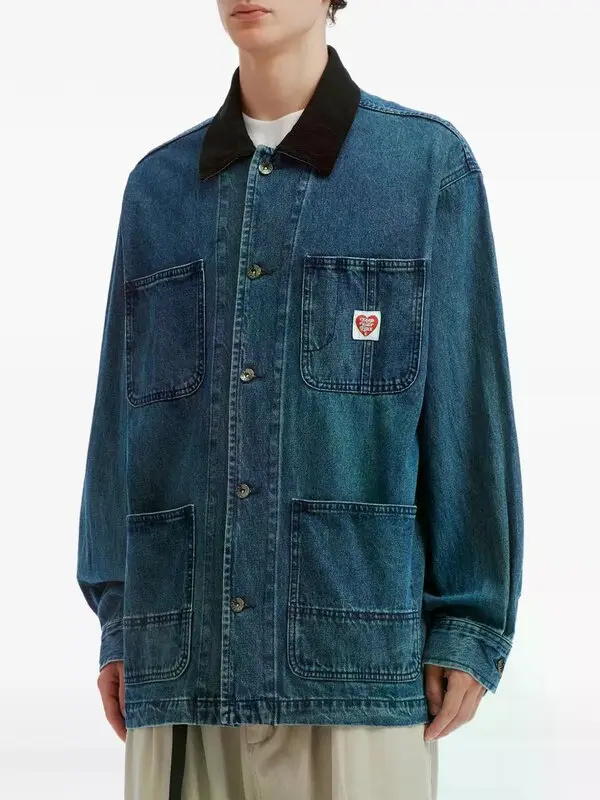 FINGERCROXX Contrast-collar Denim Jacket