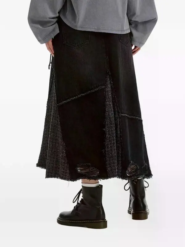 MUSIUM DIV. Distressed Panelled Midi Skirt